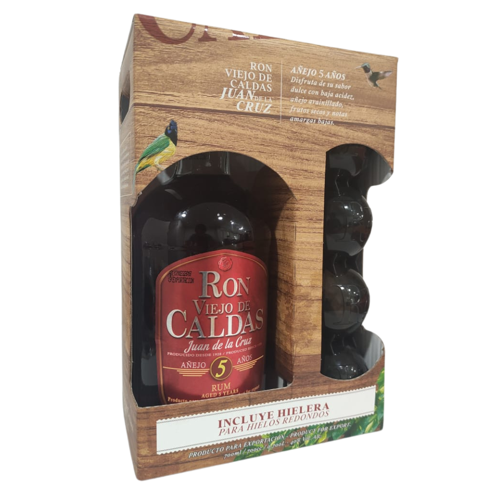 Pack Ron Viejo De Caldas Juan De La Cruz 5 Años 40° 700cc + Hielera - Tost