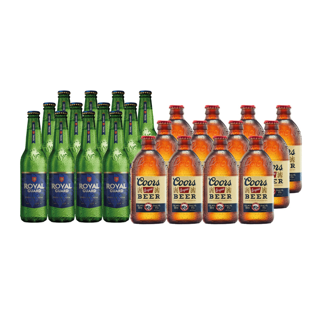 12x Cerveza Royal Guard 355cc + 12x Cervezas Coors Original 355cc - Tost