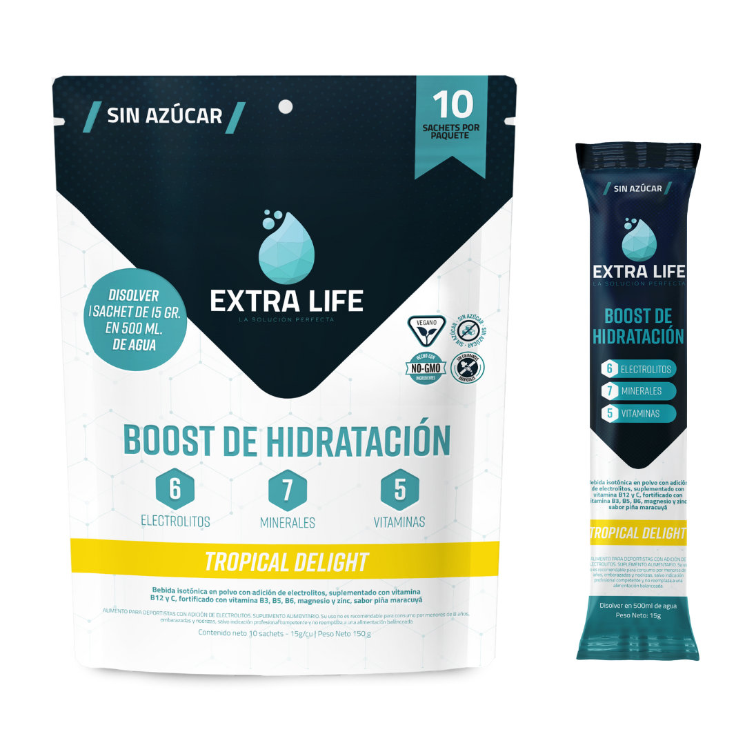 Pack 10 Bebida Isotónica en Polvo Extra Life Tropical Delight – Tost