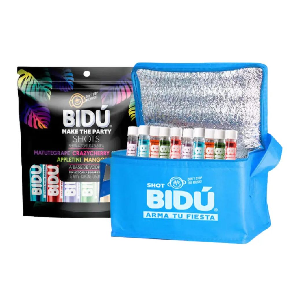Bolsa Bidú Shots Vodka 30cc (20 Shots) + Cooler Bag Bidú de Regalo – Tost
